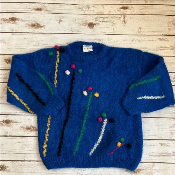Jon Stuart | Sweaters | Vintage Jon Stuart Hand Knitted Art Pronto Blue ...